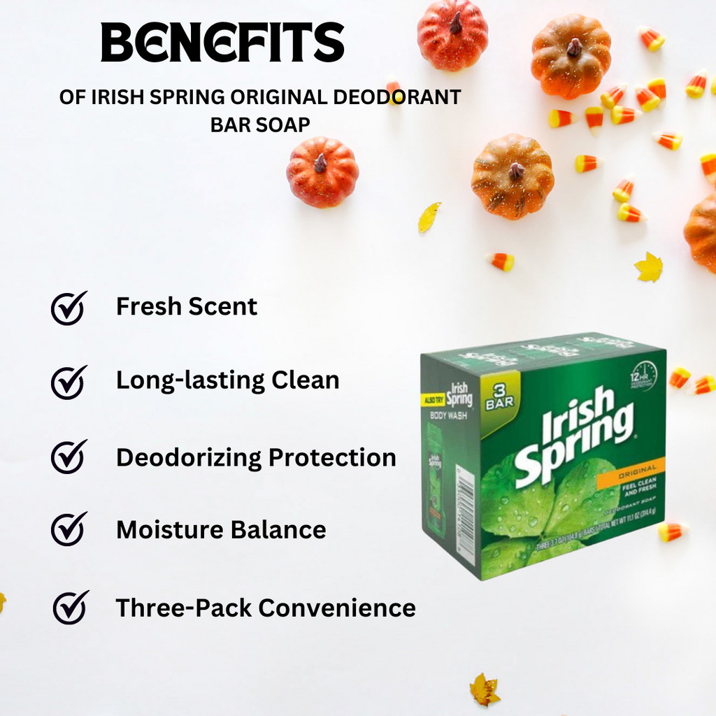 Irish Spring Original Deodorant Bar Soap 3.75 oz- 3 Pack Bar